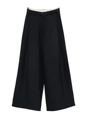 ELEH Pleated Wide-leg Trousers - Blue