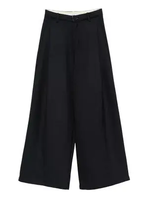 ELEH Pleated Wide-leg Trousers - Blue