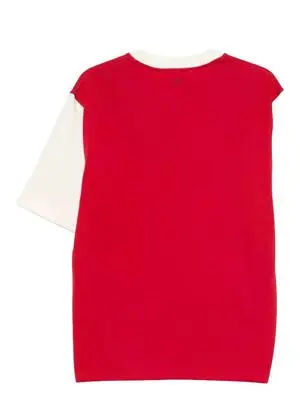 AMI Paris Logo-print Colour-block T-shirt - Red