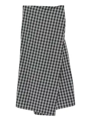 6397 Check-pattern Asymmetric Wrap Skirt - Grey