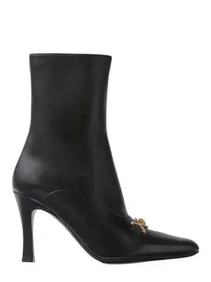 Versace Medusa-plaque Leather Ankle Boots - Black