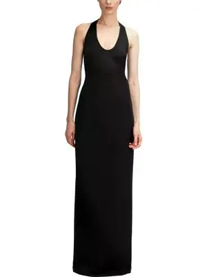 THE ARKOW Cara Halterneck Silk Maxi Dress - Black