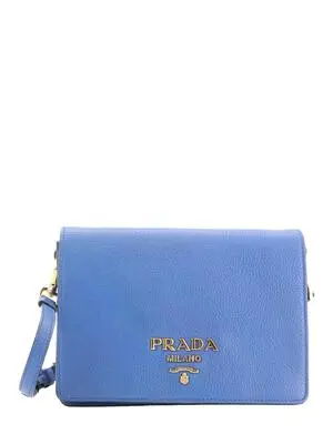 PRADA Prada Dual Strap Flap Vitello Daino Small Crossbody Bag