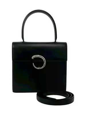 Cartier 2000-2026 Leather Panthere Satchel - Black