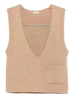 LAMRONS V-neck Ribbed-knit Vest - Neutrals