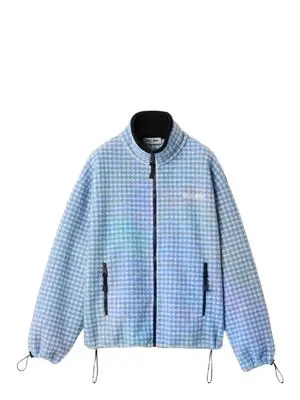 MIU MIU Miu Miu Gingham Fleece Zip-Up Jacket