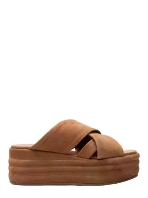 Free People Wanderbay Crossover-strap Platform Sandals Brown