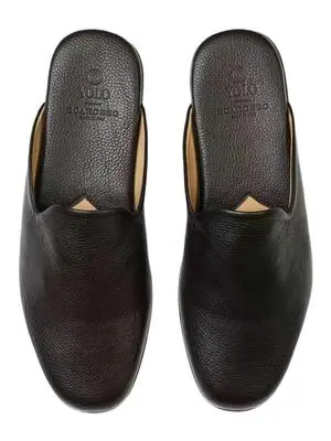 SCAROSSO Atlas Travel Grained Leather Slippers - Brown