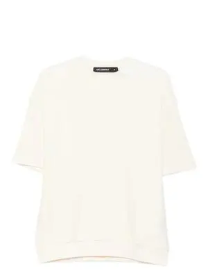 KARL LAGERFELD Logo-embroidered Ribbed-trim T-shirt