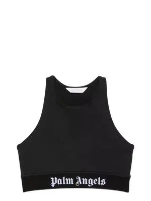 Palm Angels Logo-underband Racerback Sports Top Black