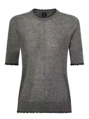 Pinko Pinko Short-Sleeved T-shirt With Frayed Edges Grey