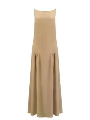THE ARKOW Vera Pleated Silk Maxi Dress - Neutrals
