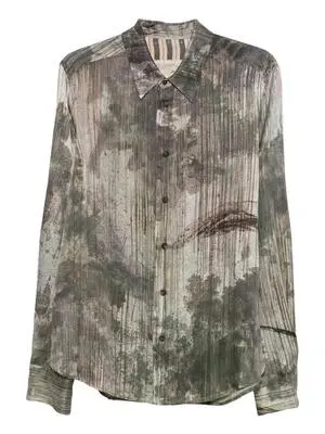 ZIGGY CHEN Graphic-print Button-down Shirt - Grey