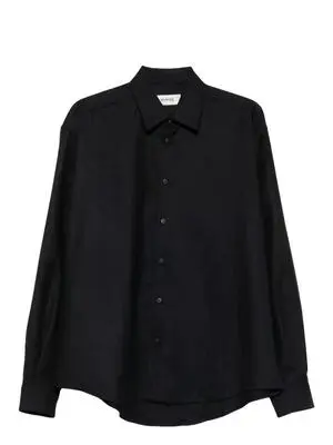 SPINA Herringbone-weave Button-down Shirt - Black