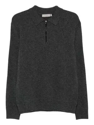 Canali Zip-fastening Polo Sweater - Grey