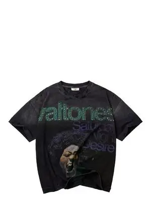 VALE FOREVER Embellished Graphic-print T-shirt - Black