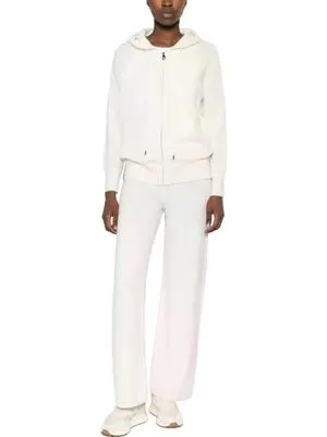 ERMANNO FIRENZE Open-knit Floral Embroidered Hoodie - Neutrals