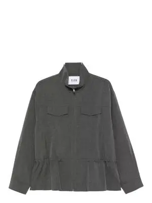 ELEH Pinstripe Drawstring-waist Jacket - Grey