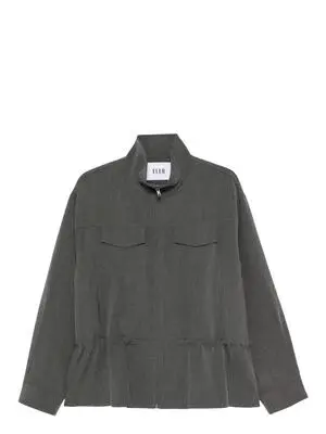 ELEH Pinstripe Drawstring-waist Jacket - Grey