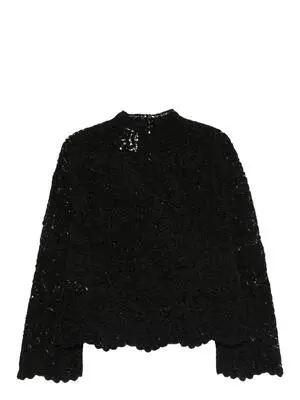 SEMICOUTURE Crochet Scalloped-edge Jumper - Black