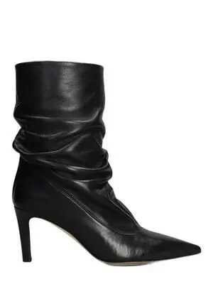 THE SELLER Ruched Pointed-toe Leather Boots