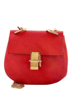 Chloé Drew Leather Small Crossbody Bag Red