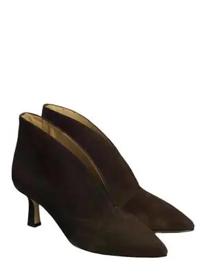 L'ARIANNA Pointed-toe Suede Ankle Boots - Brown