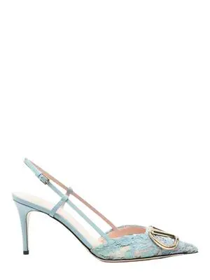 Valentino Garavani Lace Panel Slingback Pumps - Blue