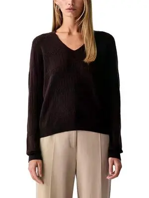 TWINSET Chevron-knit V-neck Sweater - Brown