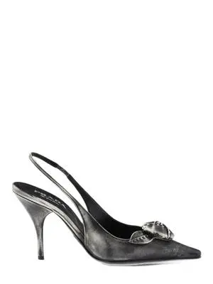 Prada Leather Slingback Pumps - Black