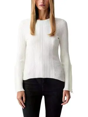 TWINSET Ribbed Sweater With Lace Trim - White