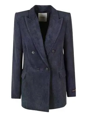 ERMANNO FIRENZE Glitter-effect Corduroy Jacket - Blue