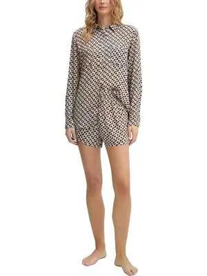 Melissa Odabash Annie Chain-print Drawstring Shorts - Brown