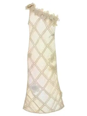 JW Anderson Floral-crochet One-shoulder Maxi Dress - Neutrals