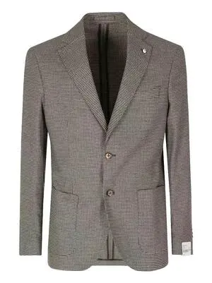 L.B.M. Houndstooth-pattern Single-breasted Blazer - Brown