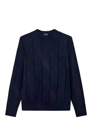 Giorgio Armani Geometric Pattern Crew Neck Sweater - Blue