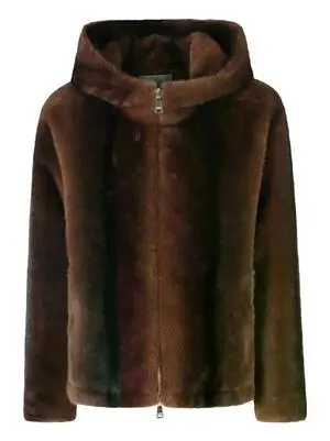 ERMANNO FIRENZE Faux-fur Hooded Jacket - Brown