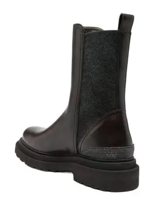 Brunello Cucinelli Monili-embellished Leather Ankle Boots - Brown