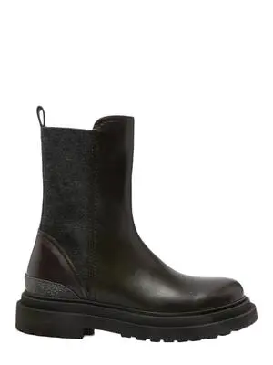 Brunello Cucinelli Monili Embellished Leather Ankle Boots - Brown