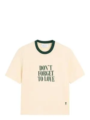 AMI Paris Ecru Printed Cotton 'don't Forget To Love' T-shirt White Ivory