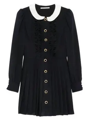 Alessandra Rich Ruffled Pleated Mini Dress - Blue