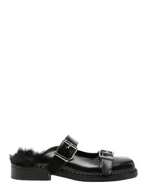 Simone Rocha Faux-fur Buckle Mules - Black