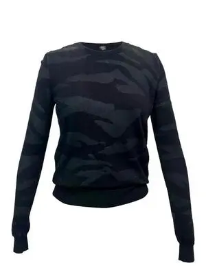 Alexander McQueen Graphic Print Crew Neck Long Sleeve Sweater - Black