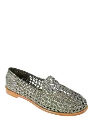 Dragon Diffusion Dolly Woven Leather Loafers - Grey