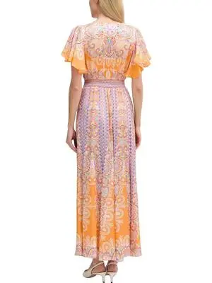 Hale Bob Sandra Charmeuse Paisley-print Maxi Dress - Orange