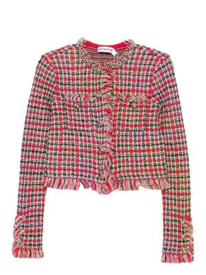 SELF-PORTRAIT Fringe-trim Jacket - Red