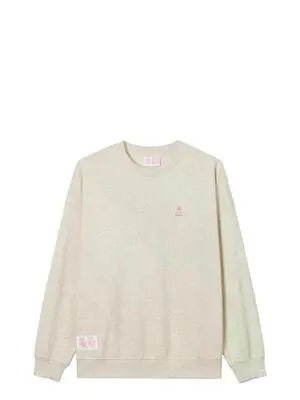 FINGERCROXX Embroidered Crewneck Long Sleeve Top - Neutrals