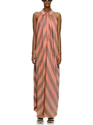 MARRAKSHI LIFE Maxi The Halter Striped Dress - Orange