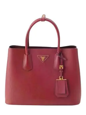 Prada 2010-2026 Medium Saffiano Cuir Double Satchel - Red