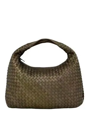 Bottega Veneta 2012-2026 Small Metallic Nappa Intrecciato Veneta Hobo Bag - Brown